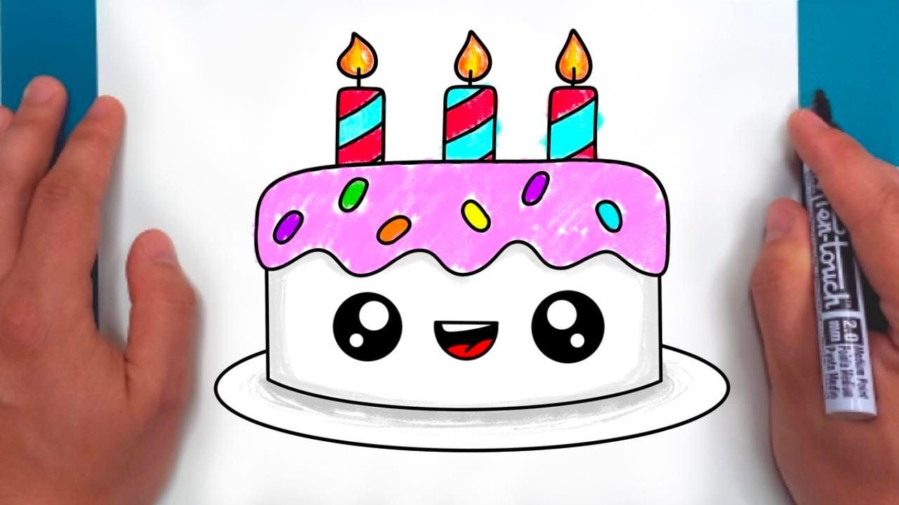 Deseneaza si Coloreaza un TORT Dragut KAWAII Usor de Desenat pt ...