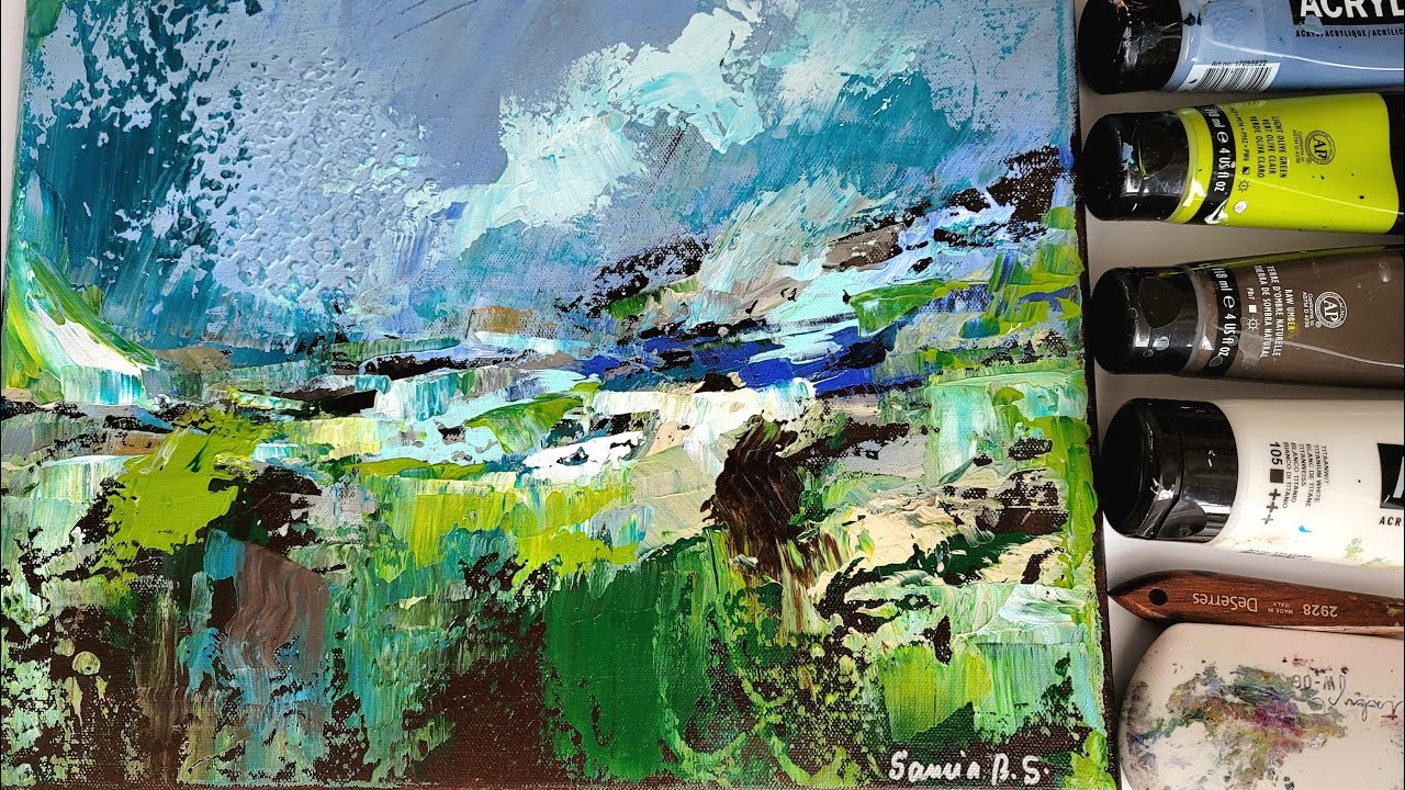 Easy Abstract LANDSCAPE Painting #acrylicpainting #landscapepainting # ...