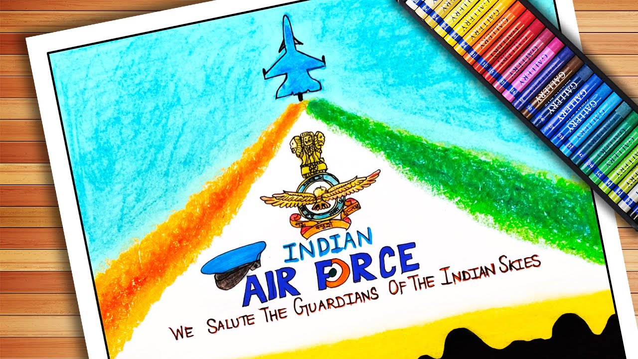 Indian Air Force Drawing With Logo | Indian Air Force Chart | National ...