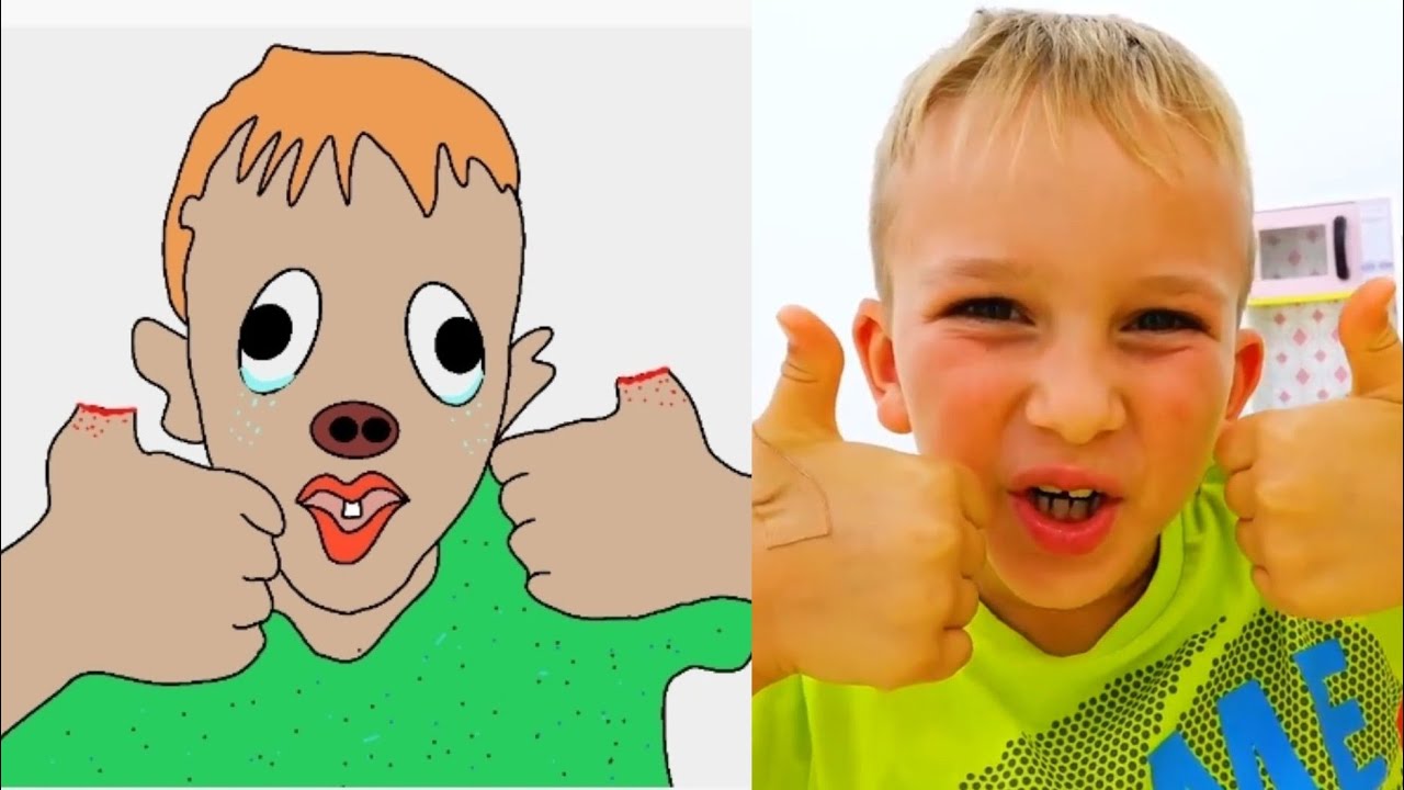 Vlad and Niki pretend play cooking fruit ice cream " funny meme Art and ...