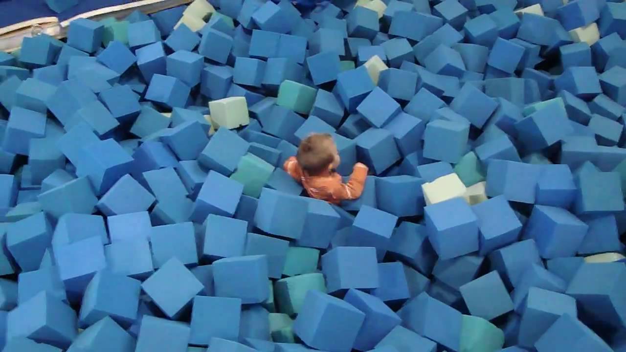 Ethan jumping into foam pit - YouTube