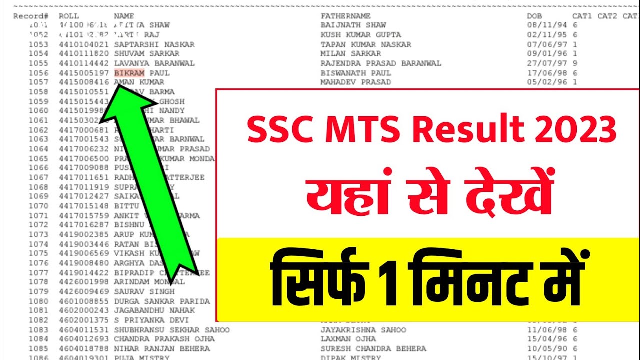 SSC MTS Result 2023 || SSC MTS result kaise check karen || ssc mts ...