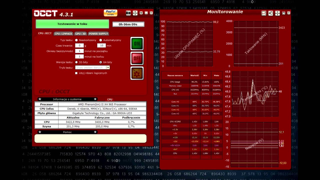 OCCT- Test Phenom II X4 965 + Zalman CNPS14X + AS5 - YouTube
