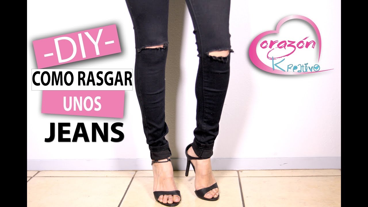 Como Rasgar unos Jeans facil.. DIY - YouTube