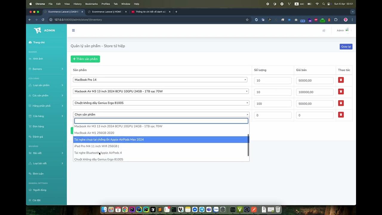 Đồ án 2025 - Sửa web bán điện thoại - php laravel mysql - thêm sản phẩm vào store - 123code.net ...