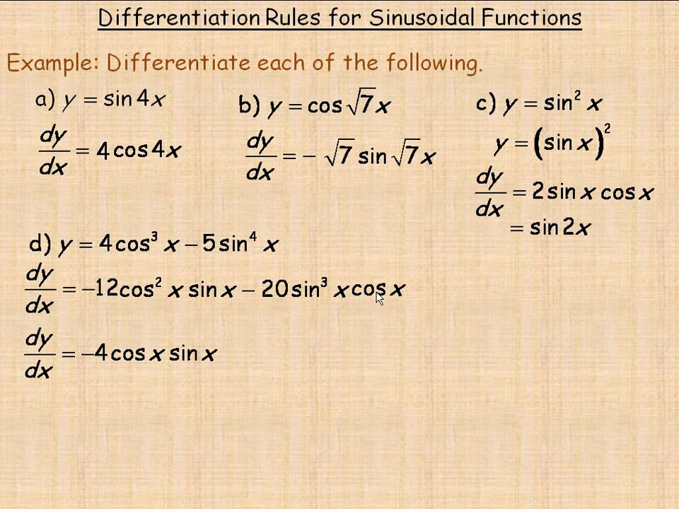 Differentiation Rules for Sinusoidal Functions - YouTube