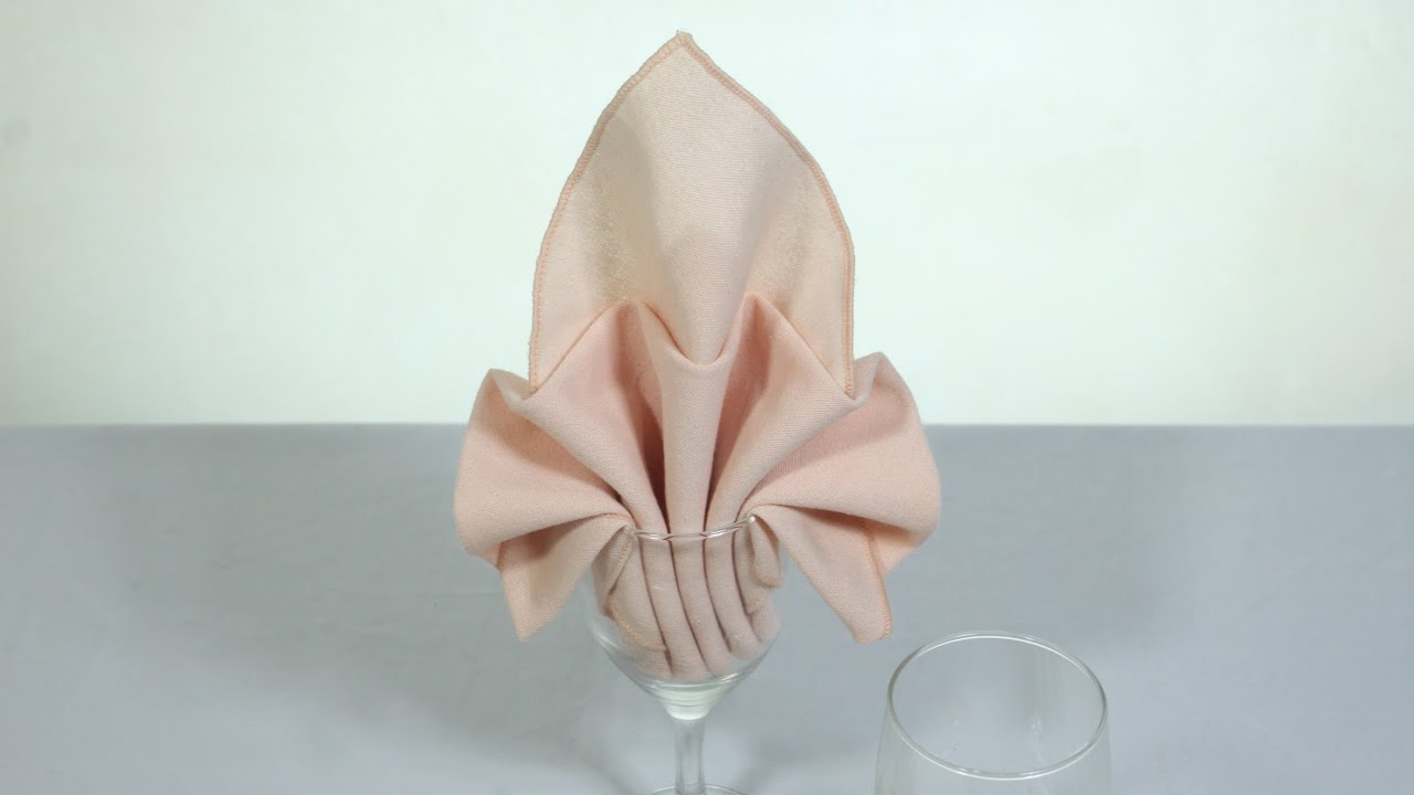 HOW TO MAKE LEAF NAPKIN FOLDING IN THE GLASS - YouTube