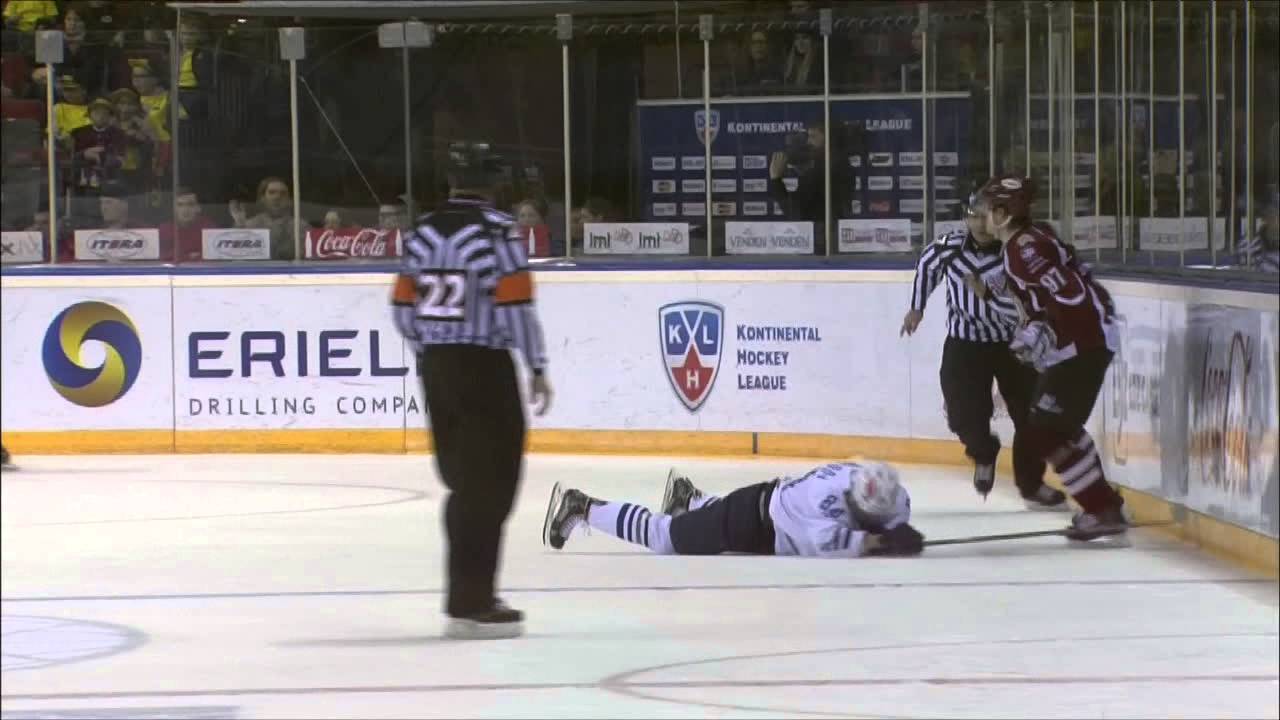 Kristaps Zile levels Alexander Kuznetsov in his first KHL game - YouTube