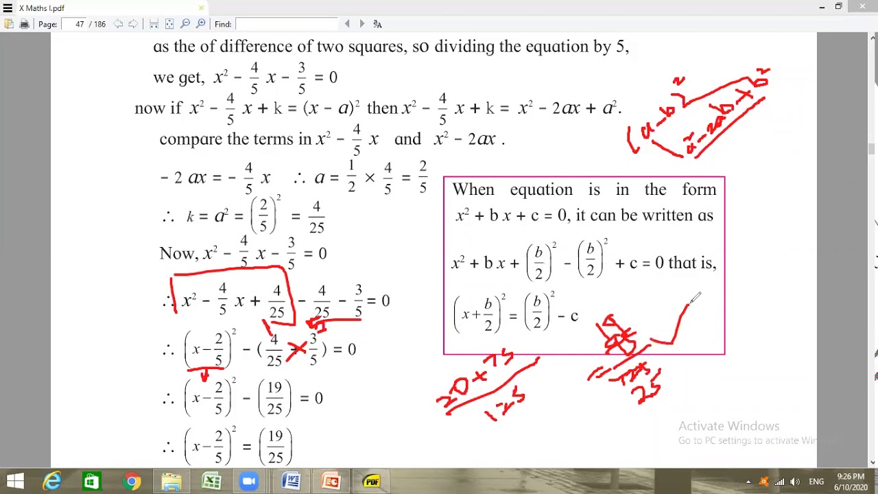 Quadratic Eqauation (Squaring Method) - YouTube