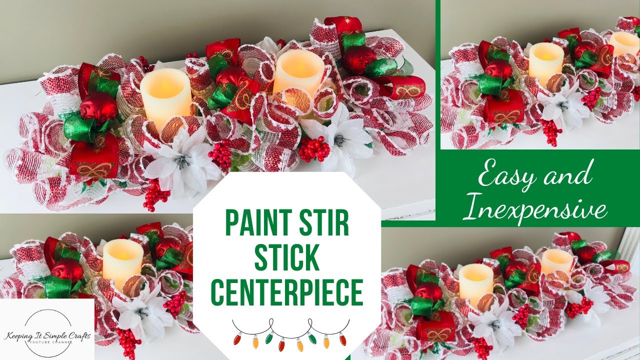 Christmas Dollar Tree Centerpiece using a 5 Gallon Paint Stir Stick LED ...