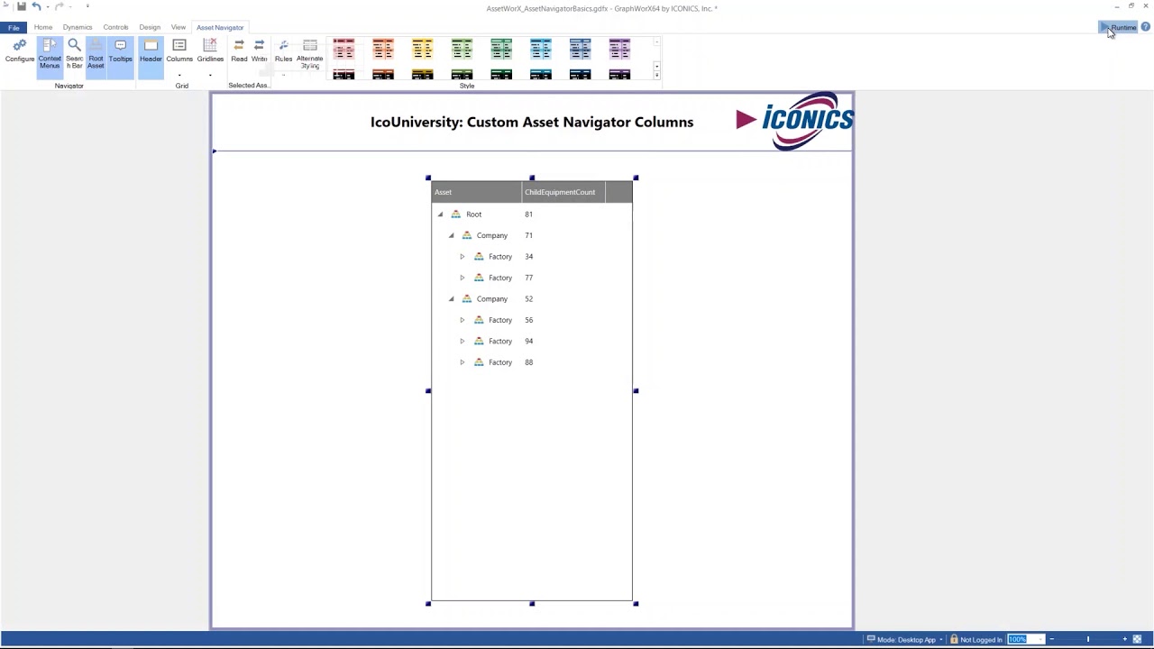 Iconics GraphWorx Asset Navigator 4 Custom Asset Navigator Columns ...