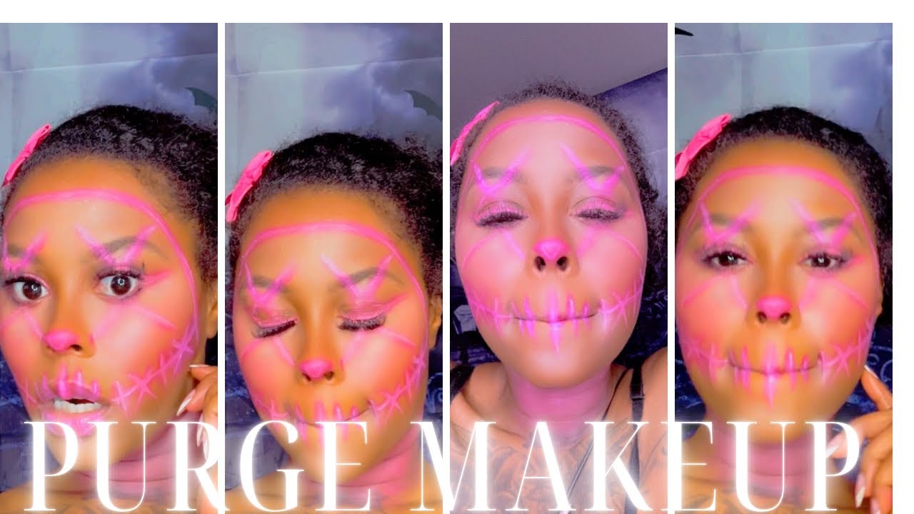 Easy DIY Halloween Purge Makeup - YouTube