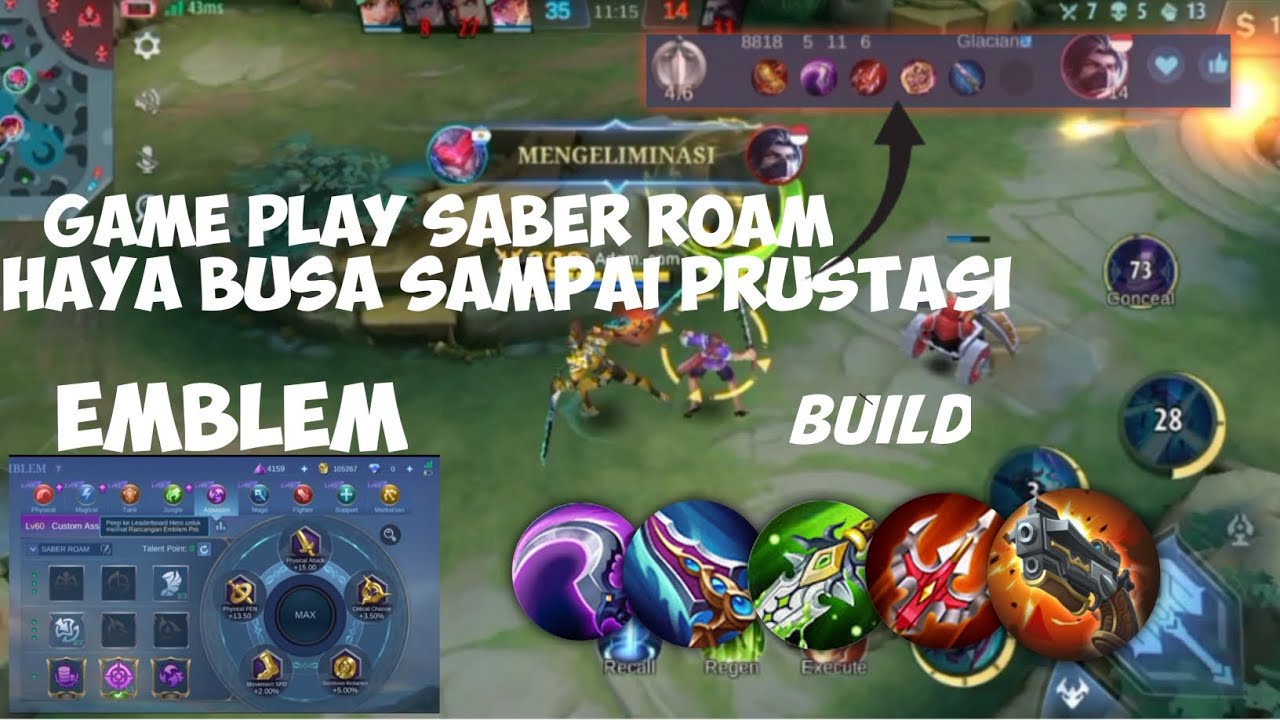 CARA BERMAIN SABER ROAM#2023 BUILD+EMBLEM SABER ROAM||#mlbb # ...