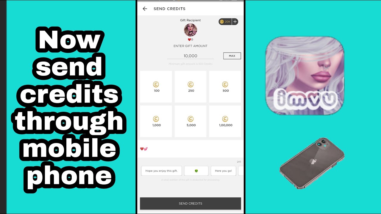 Send/transfer credits to your friends in IMVU using mobile phone | IMVU ...