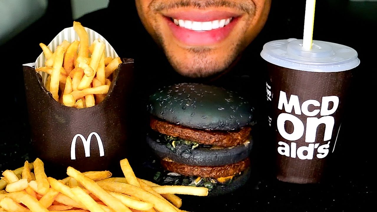 ASMR EDIBLE MCDONALD'S FRENCH FRY BOX CUP EATING BLACK FOOD BIG MAC ...