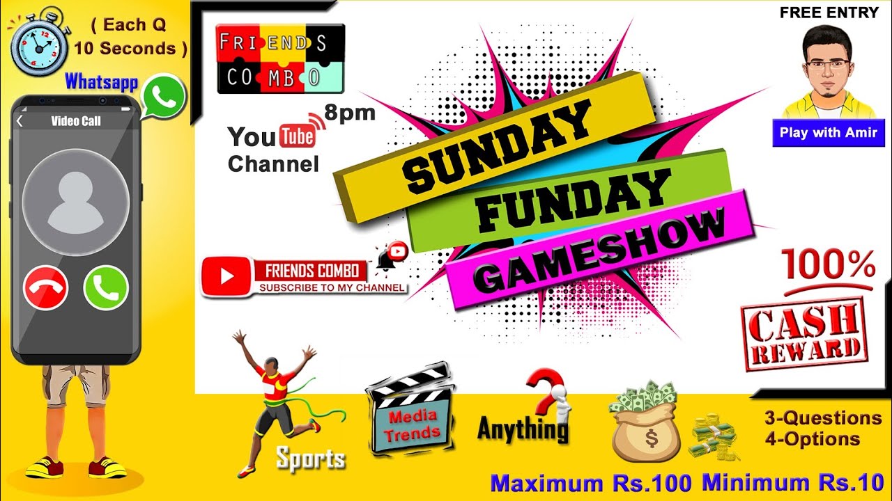 Sunday Funday Game show 100℅ Cash Reward Play with Amir Promo - YouTube