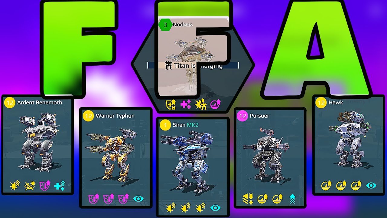 War Robots Hawk Pursuer Siren Warrior Typhon Ardent Behemoth Nodens ...