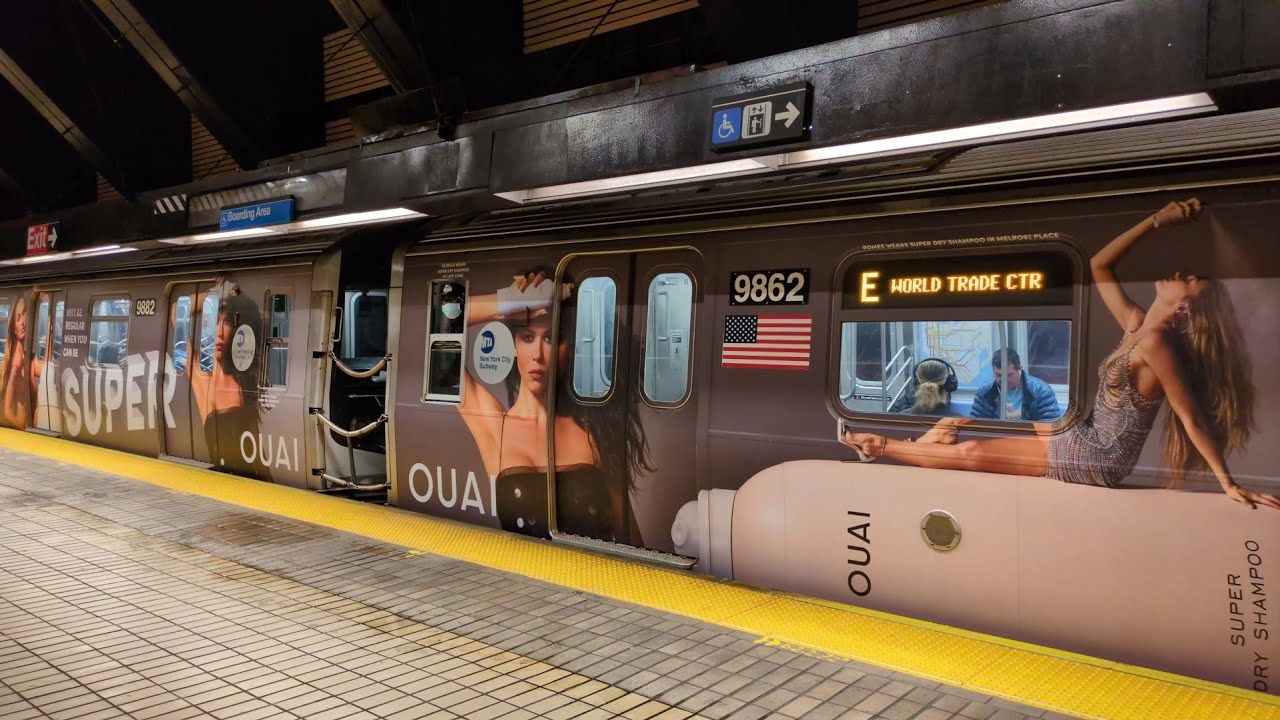 NYC Subway: R160 with Ouai Ad Wrap Operating on the E Line - YouTube