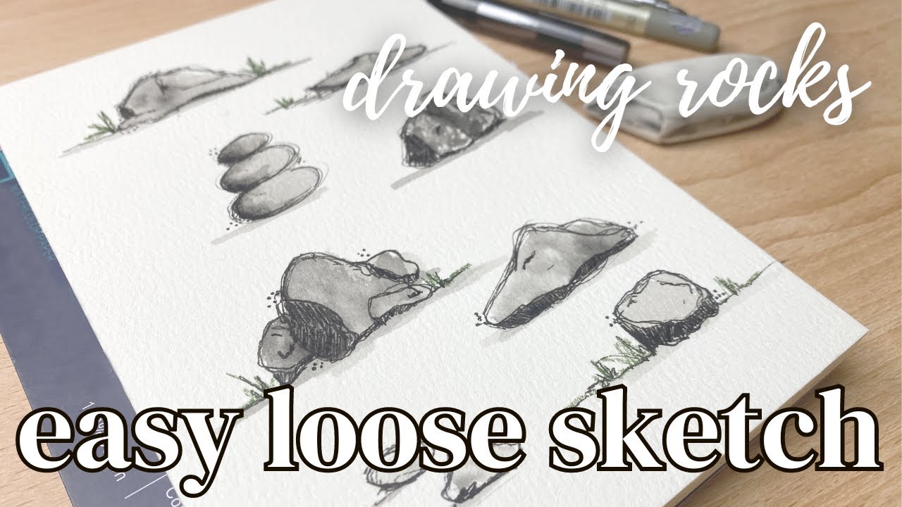 How to draw rocks for landscapes for beginners. - YouTube