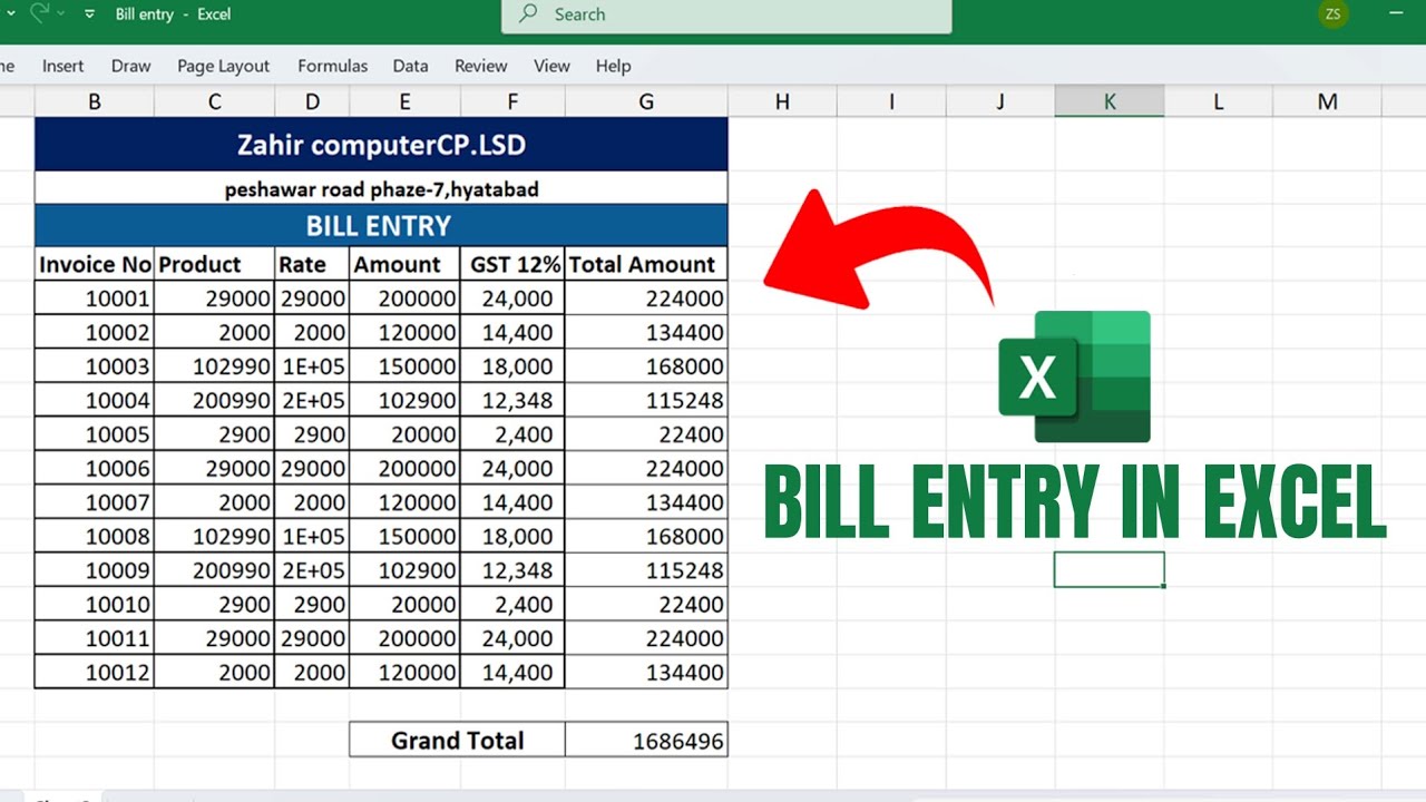 How to Make Bill Entry Sheet in Excel | Step by Step Tutorial - YouTube