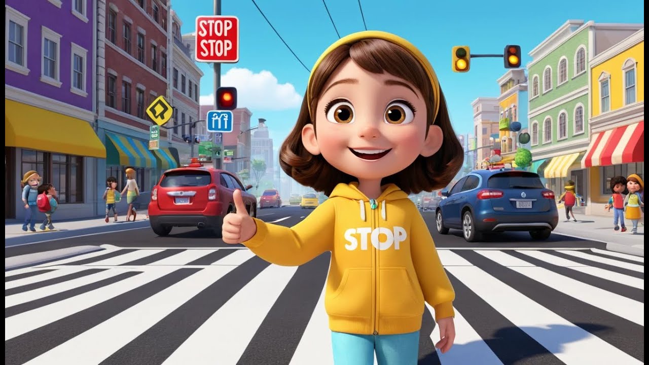 Let’s Cross the Street Safely – Stop, Look, Go! | Road Safety Song for ...