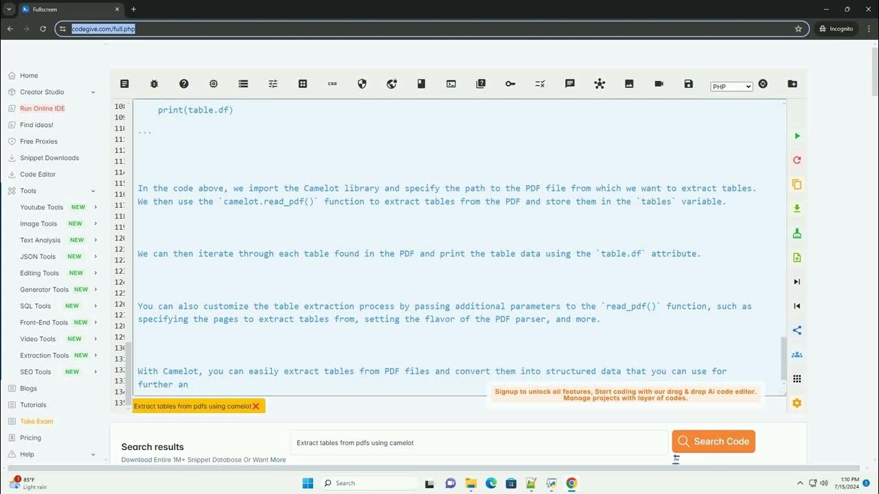 Extract tables from pdfs using camelot - YouTube