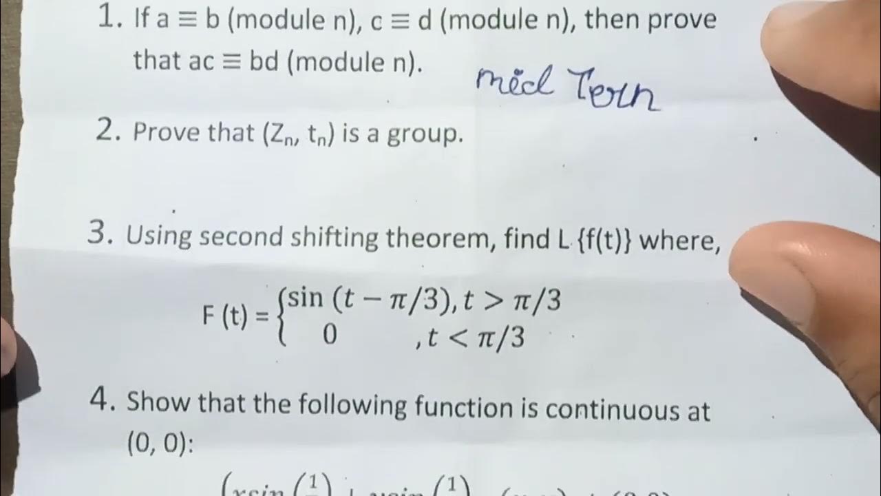 B.Sc 3rd sem maths mid term exam question paper || By Anshumendra Sir ️ ️ - YouTube