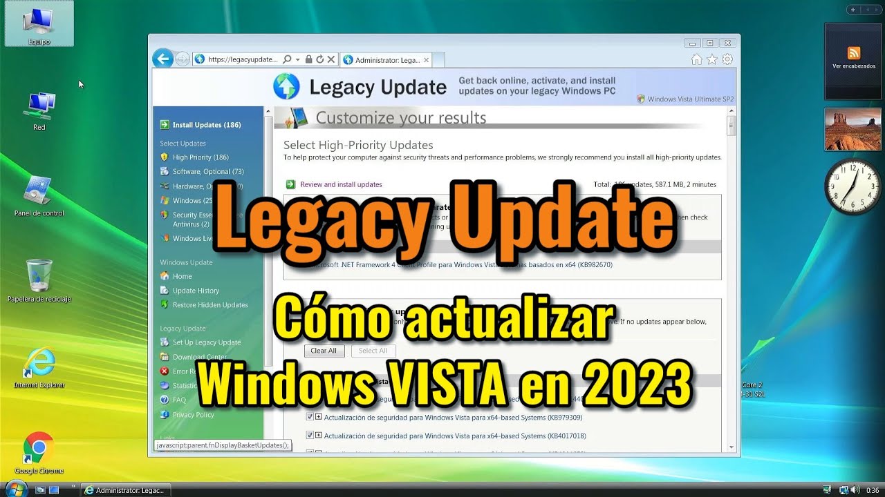 Legacy Update: actualizar Windows Vista en 2023. Problemas al aplicar ...