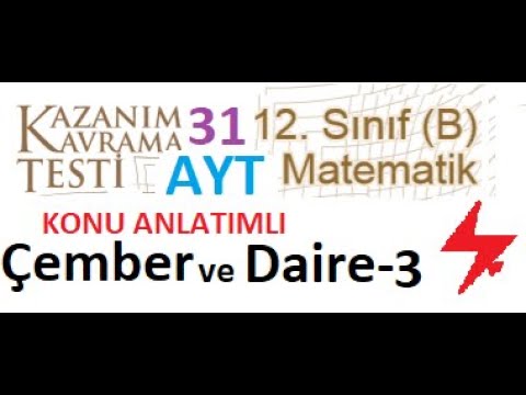 Çember ve Daire 3 | AYT | YKS | Mezun B | 12. Sınıf B | MEB Kazanım Testi 31