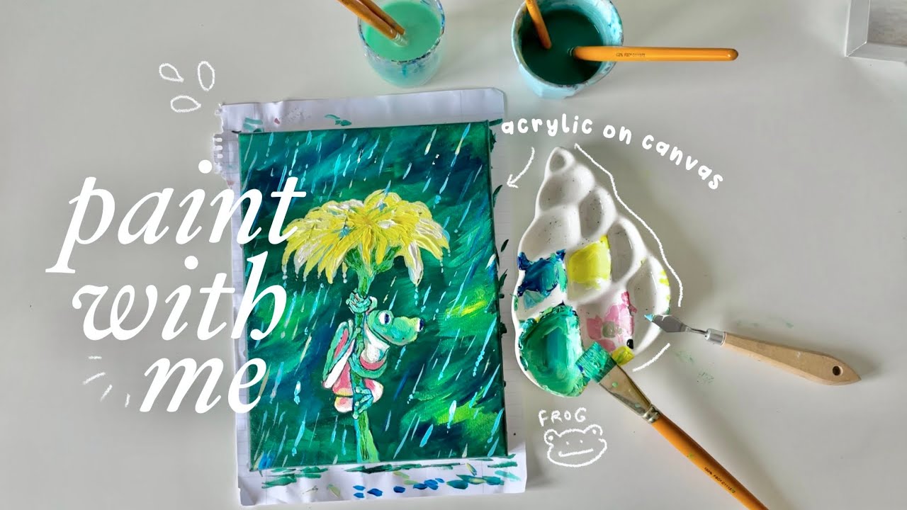 paint with me 🎨🐸 acrylic paint on canvas - YouTube