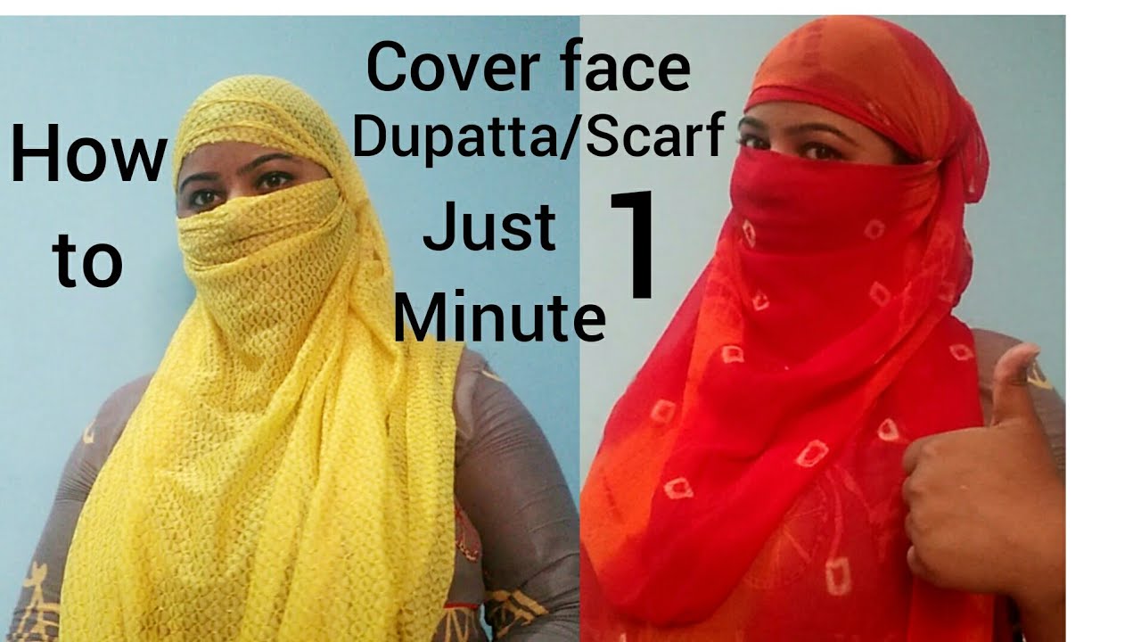 How to face cover dupatta / scarf // in just 1 minute // simple easy ...