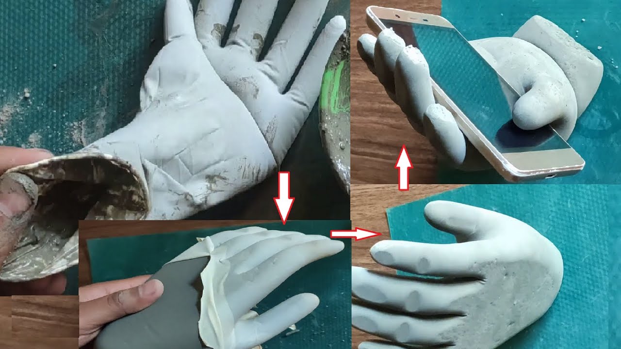 Make a Beautiful Cement Hand | Mobile Stand | Cement Craft - YouTube