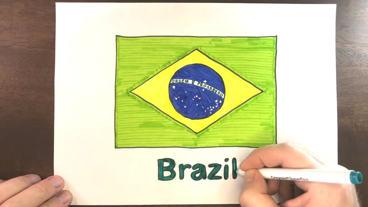 Brazilian Flag Coloring Page | Coloring The National Flag Of Brazil ...