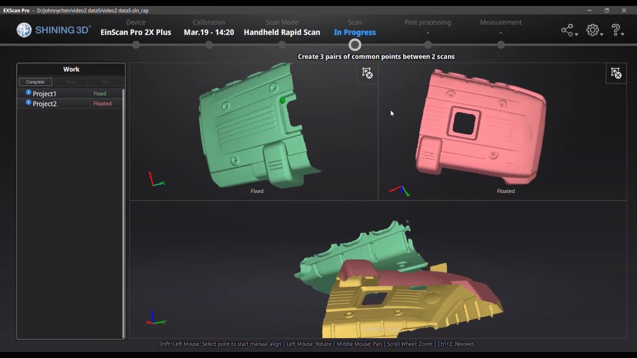 How to Do Manual Alignment in Handheld Mode in EXScan - SHINING 3D Digitizing Solutions - YouTube