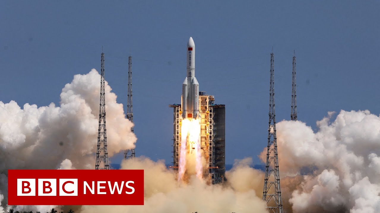 Debris from Chinese rocket falls back to Earth - BBC News - YouTube