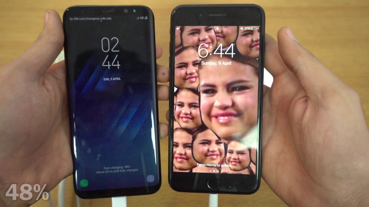 Samsung Galaxy S8 Plus Vs Iphone 7 Plus Battery Charging Speed Test
