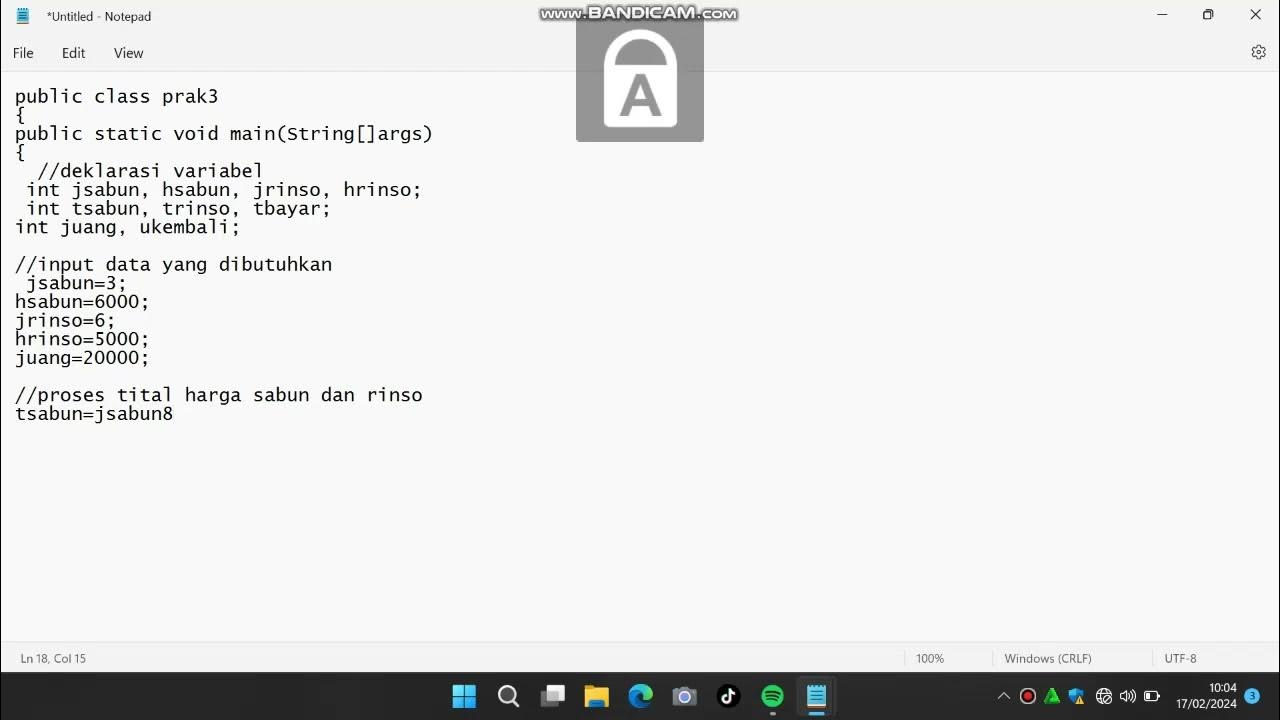 prak3. menghitung total belanja pemograman java - YouTube