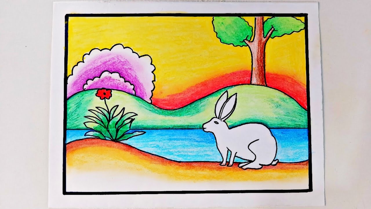 how to draw a Oil pastel drawing for beginners// very easy drawing ...