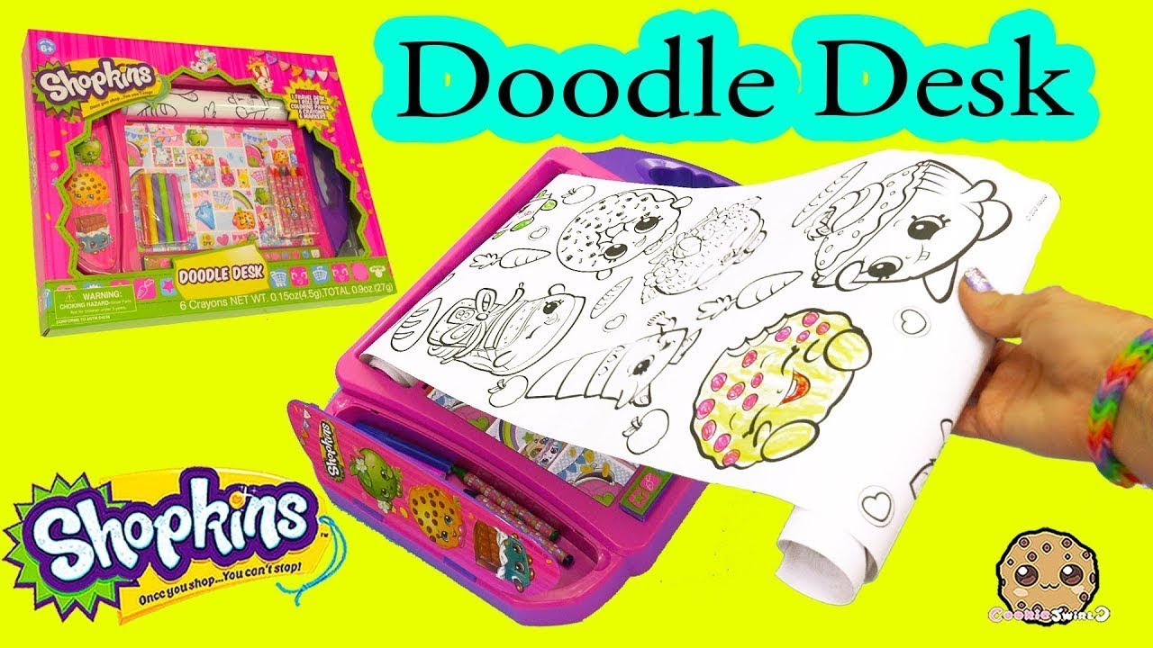 Shopkins Doodle Desk with Coloring Crayons Markers Art Set Cookieswirlc ...