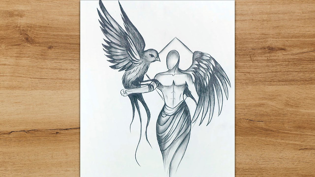 Drawings Of Sad Angel Wings