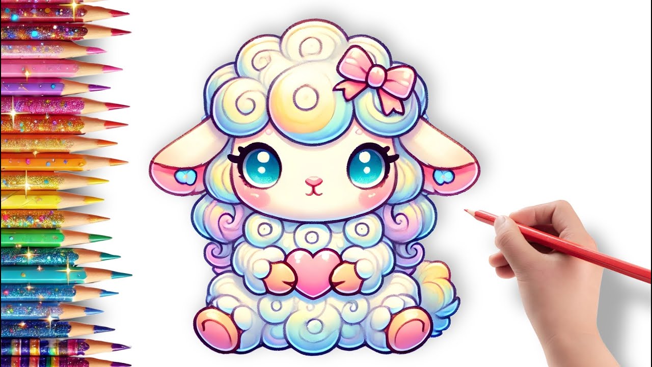 How to draw a Cute Lamb 🐑| Drawing and Painting for Kids and toddlers ...