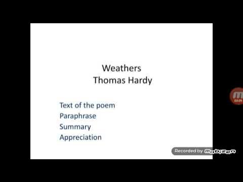 Weathers || Poem by Thomas Hardy || Summary, Discussion, Appreciation ...
