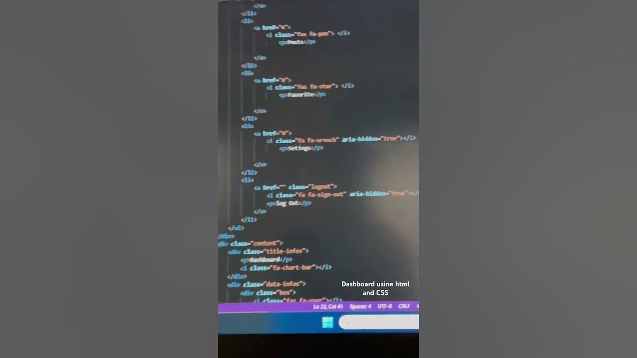Dashboard code using HTML & CSS #css #html #balise #coding #programming #workfromhome #site ...