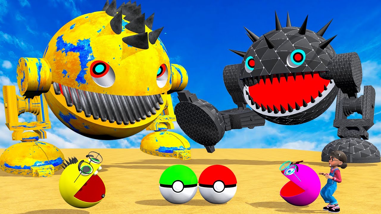 ROBOT PACMAN VS MS PACMAN VS PACMAN MONSTER IN POKEMON A NEW BATTLE ...