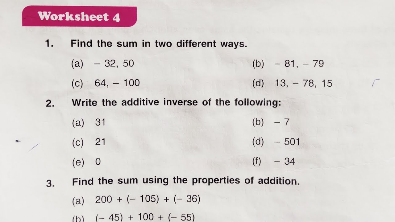 DAV Class 6 Maths Chapter 3 Worksheet 4 All Questions Solved YouTube DAV Class 6 Maths Chapter 3 Worksheet 4 All Questions Solved YouTube