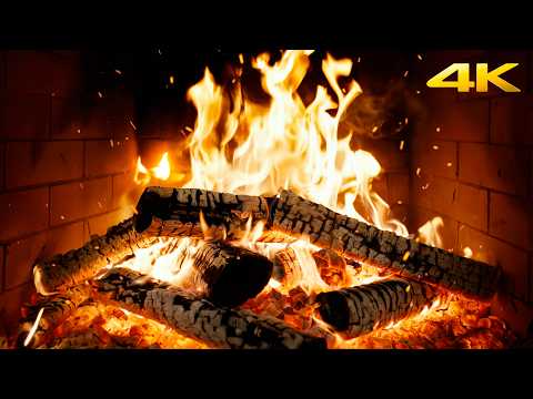 🔥 Şömine, Noel için 12 saat sıcak çıtırtılar ve loş köz ateşi, huzurlu akşamlar (Fireplace 4K)