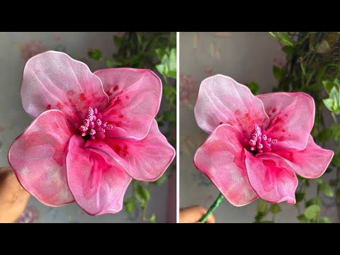 Learn how to make Organza Hibiscus Flowers 🌺 | Handmade for home decor | Step by step tutorial 