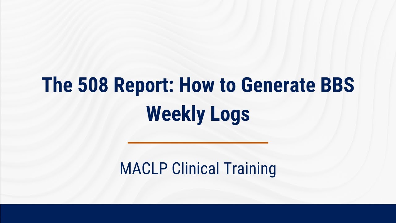 The 508 Report: How to Generate BBS Weekly Logs - YouTube