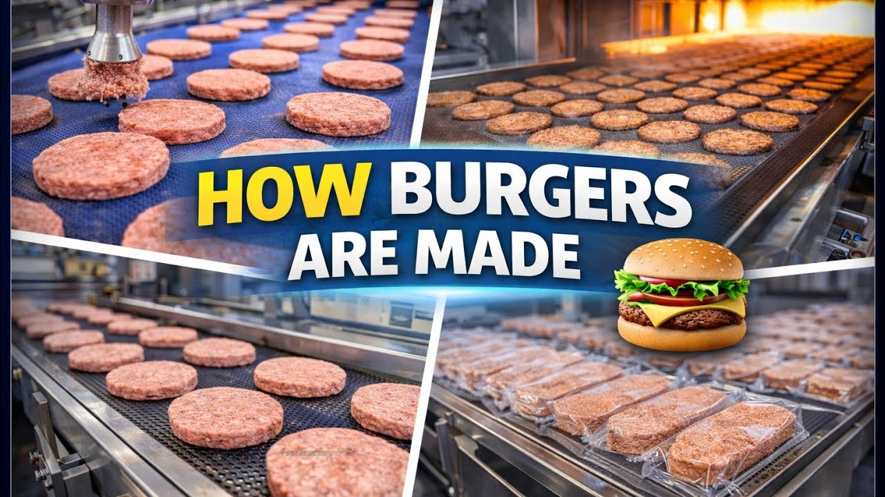 How Burgers Are Made 🍔 | Inside Burger Factory Process | Rawtory - YouTube