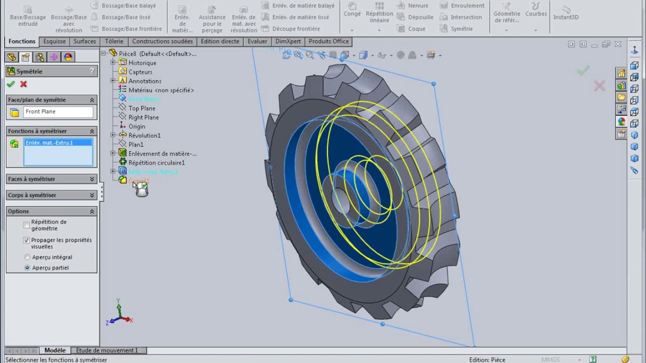 SolidWorks Roue et vis sans fin Tutorial # 1 - YouTube